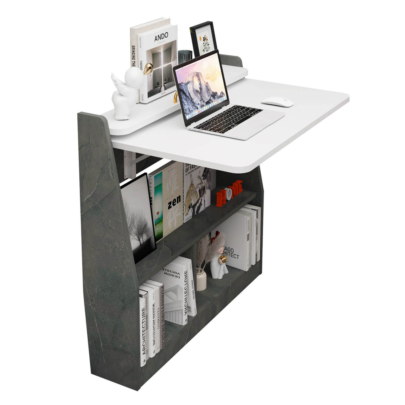 Floating Wall Mounted Folding Desks with Shevles and Dop-Leaf Table