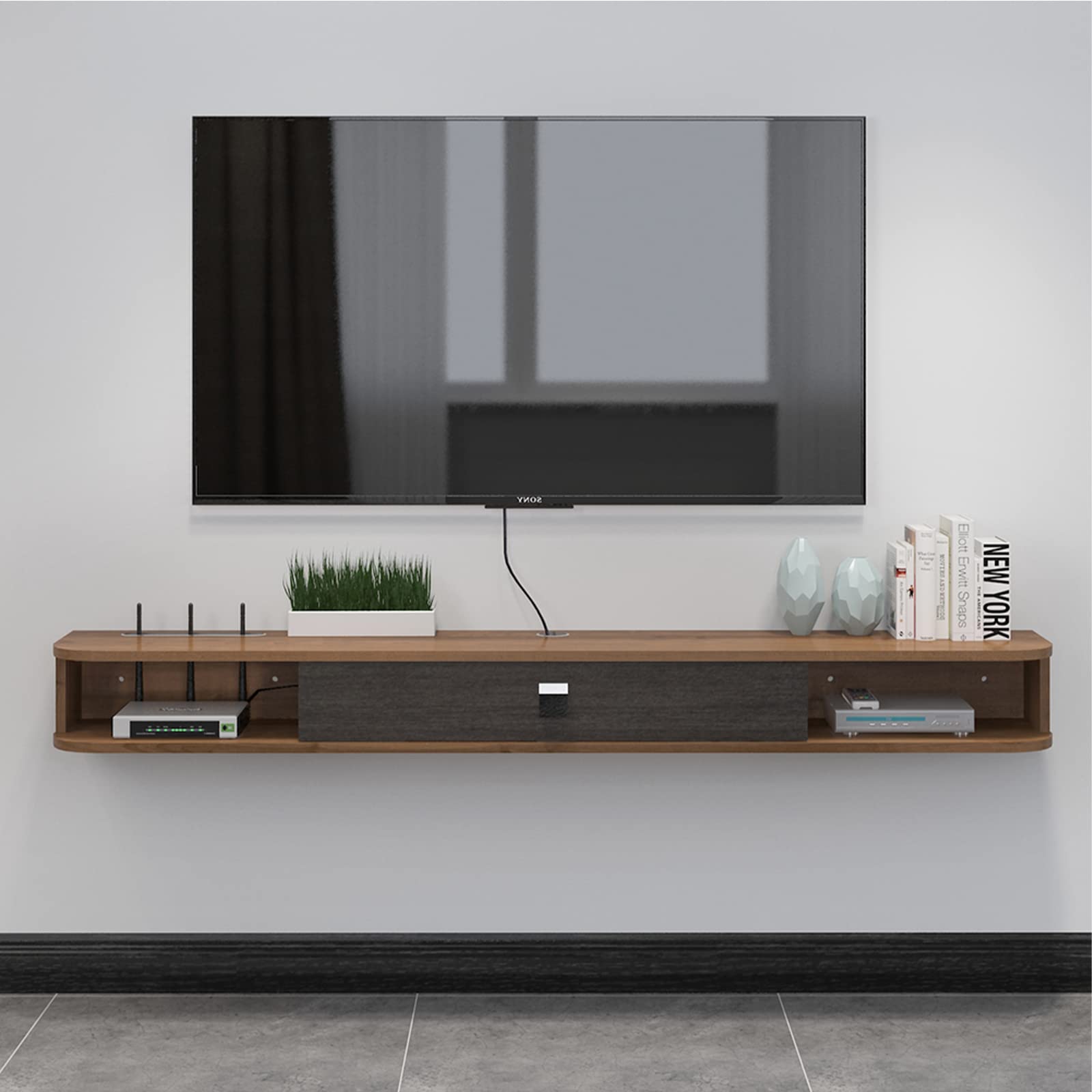 Customize Dual Tone Modern Floating TV Stand Shelf, Media Console ...
