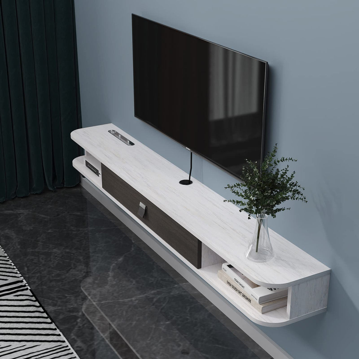 Customize Dual Tone Modern Floating TV Stand Shelf, Media Console ...