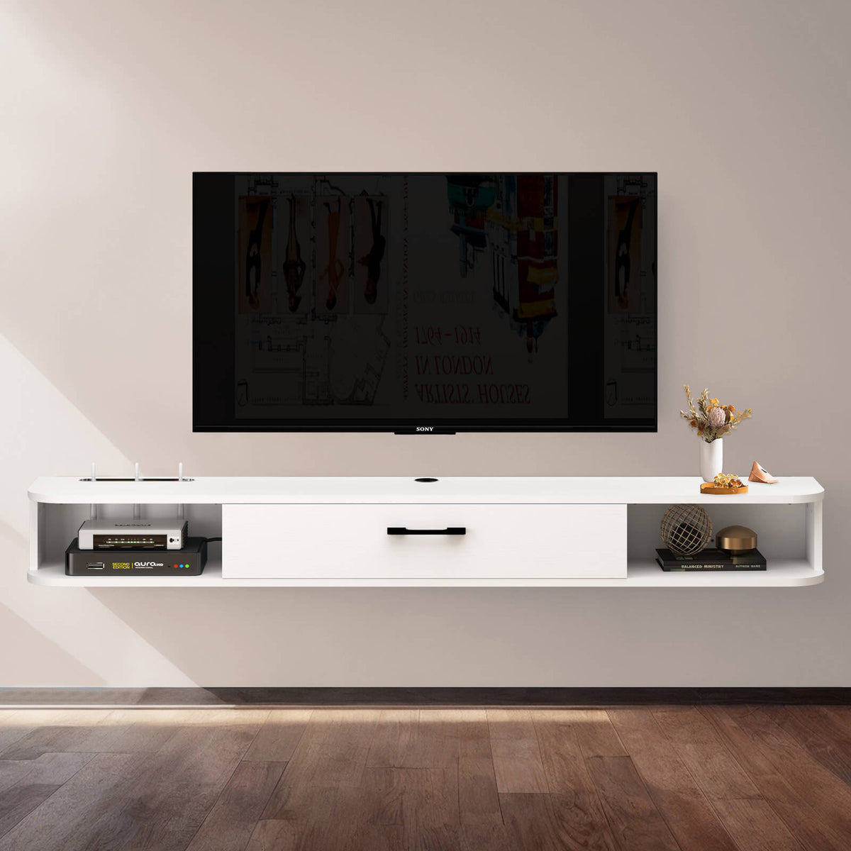 Customize Dual Tone Modern Floating TV Stand Shelf, Media Console ...