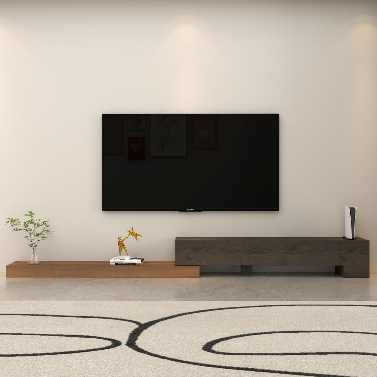 Custom Retractable Floating TV Stand 71"-122" with Drawer