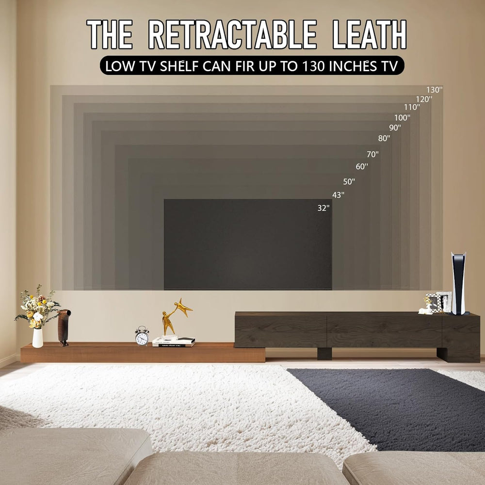Custom Retractable Floating TV Stand 71"-122" with Drawer