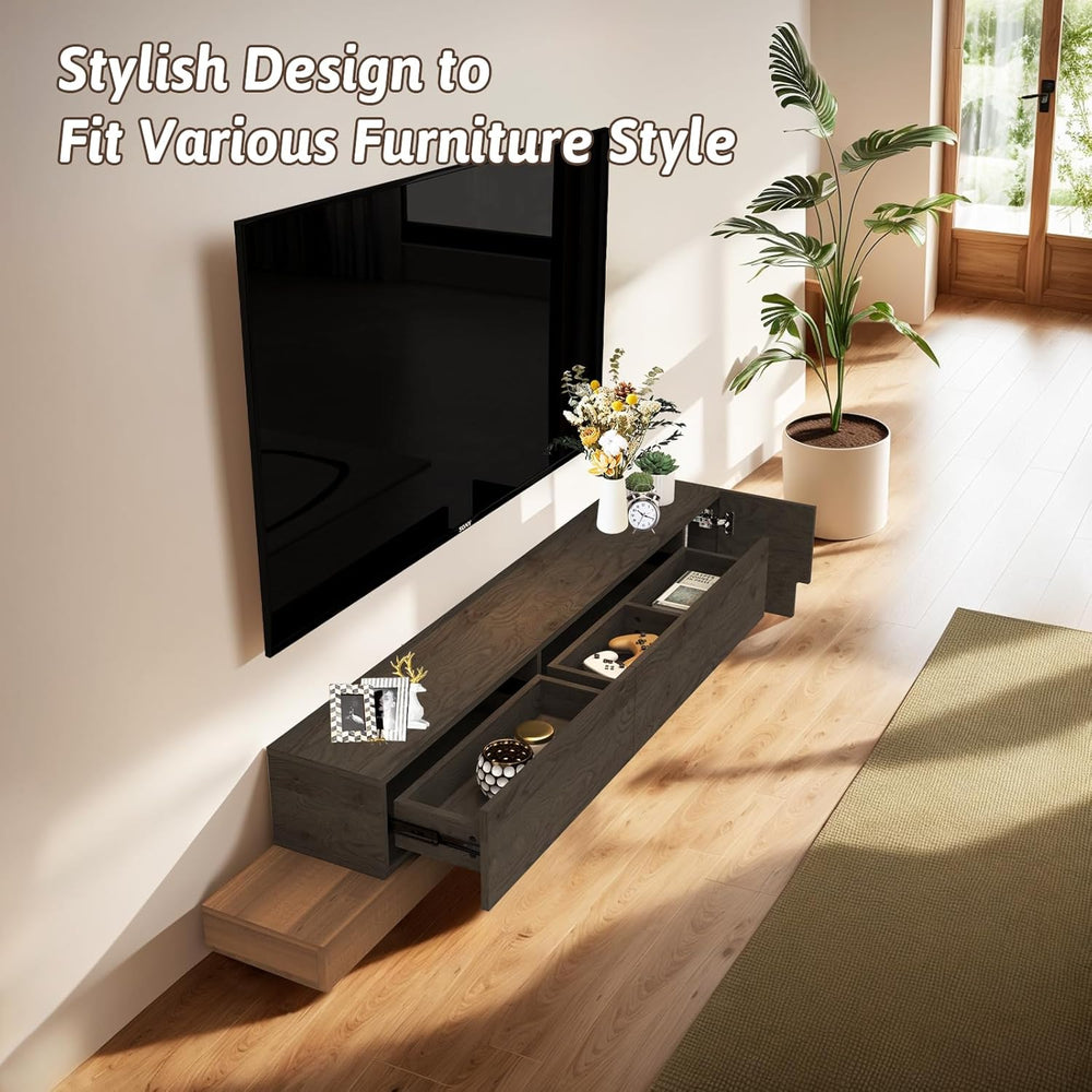 Custom Retractable Floating TV Stand 71"-122" with Drawer