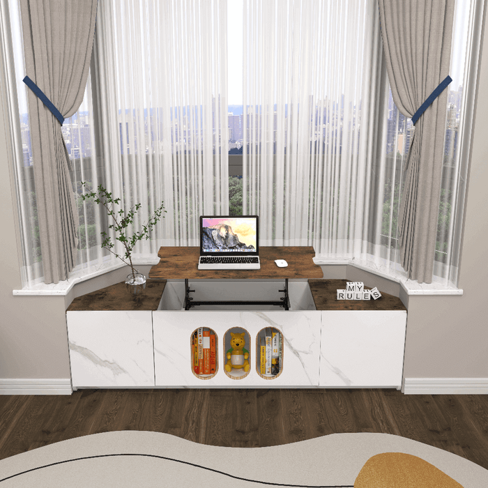 Custom Wooden Window Desk with Storage Cubbies, Entryway Mudroom Bench