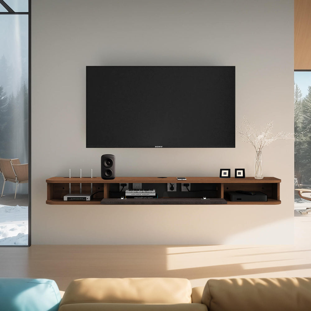 62.99" Walnut Slim Floating Media Console