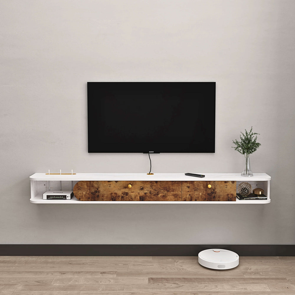 70.86" Modern Wood Floating TV Stand with Drawer for 75" 80" TVs ...