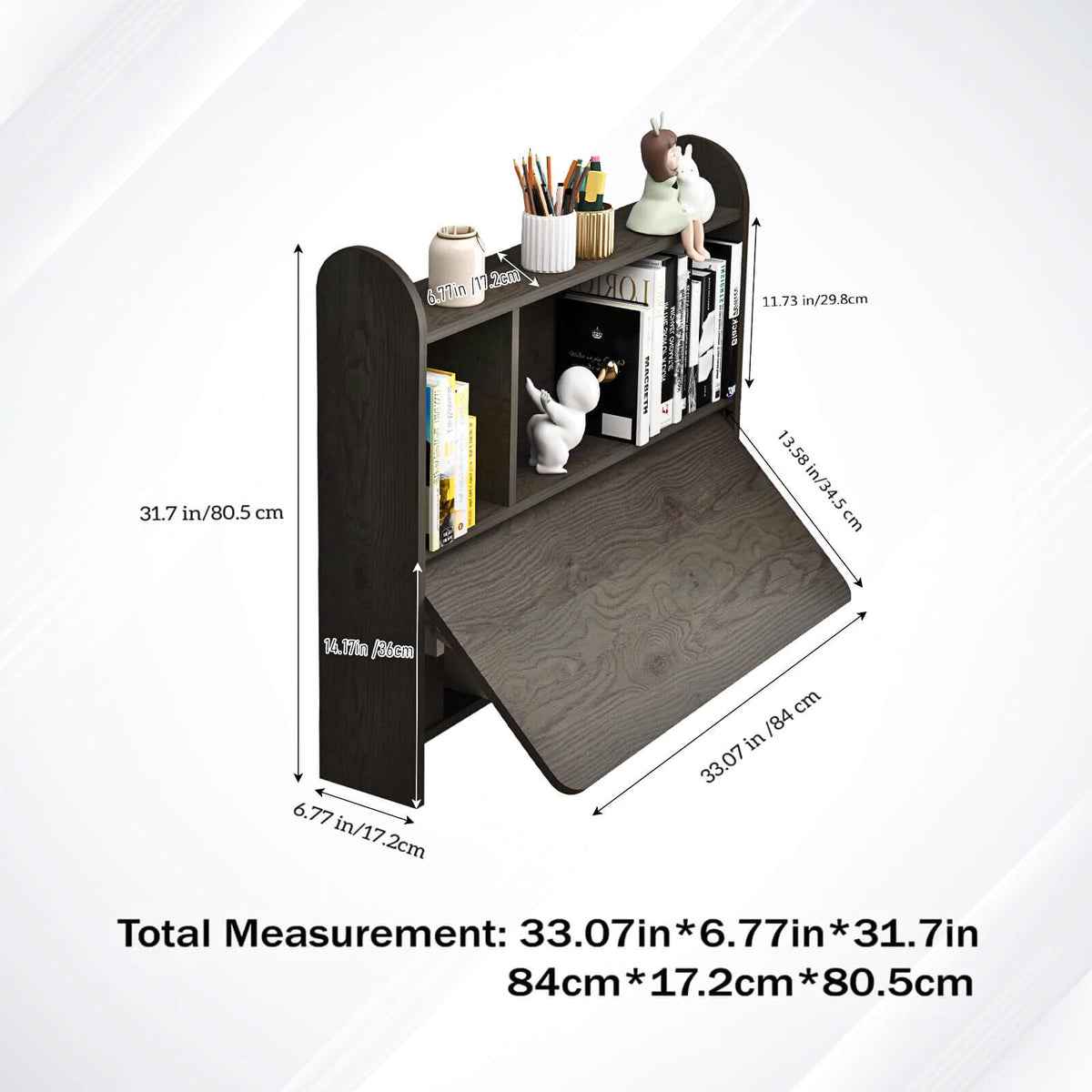 Plywood Wall Mounted Floating Folding Desks with Shelves & Drop Leaf ...