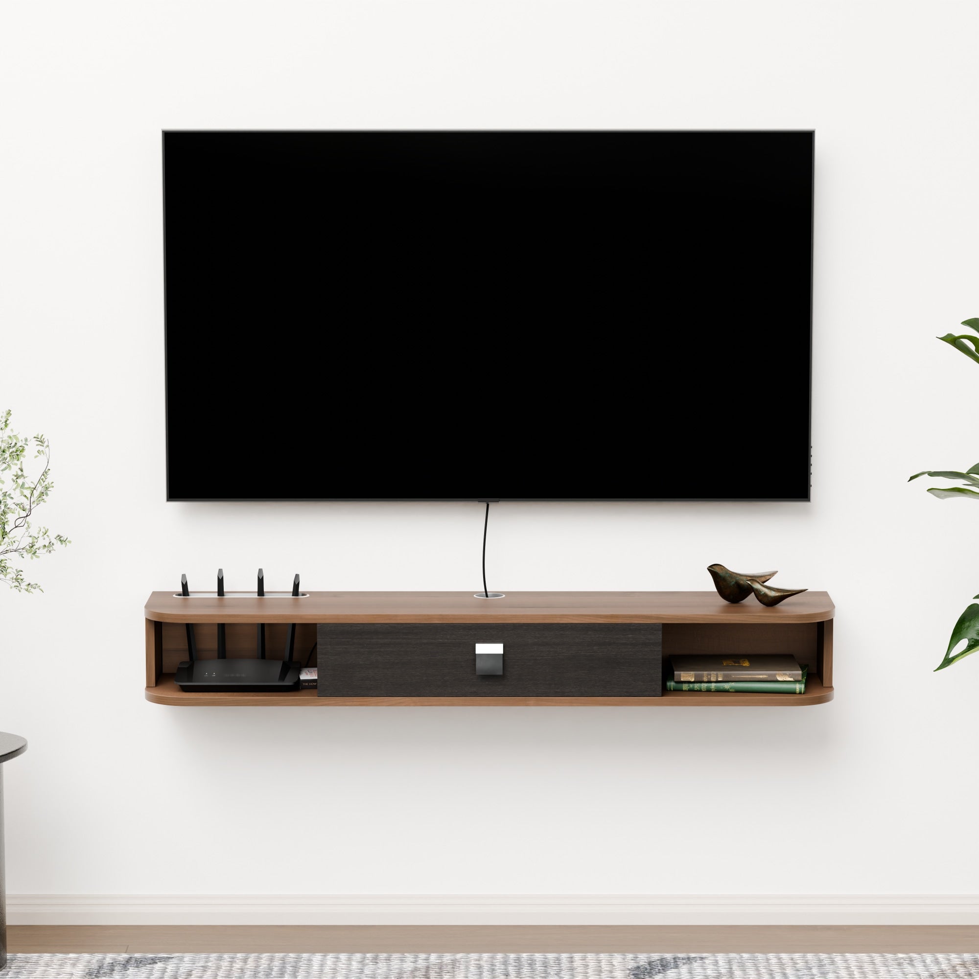Plywood Narrow Floating TV stand Shelf for 50”, Modern Media Console
