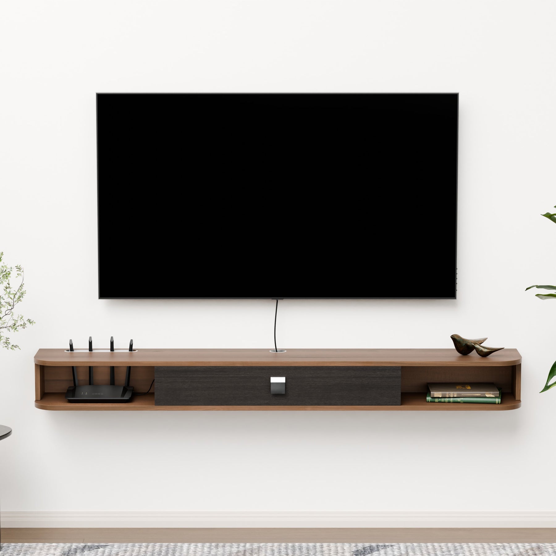 Plywood Narrow Floating TV stand Shelf for 65" 70", Entertainment Center