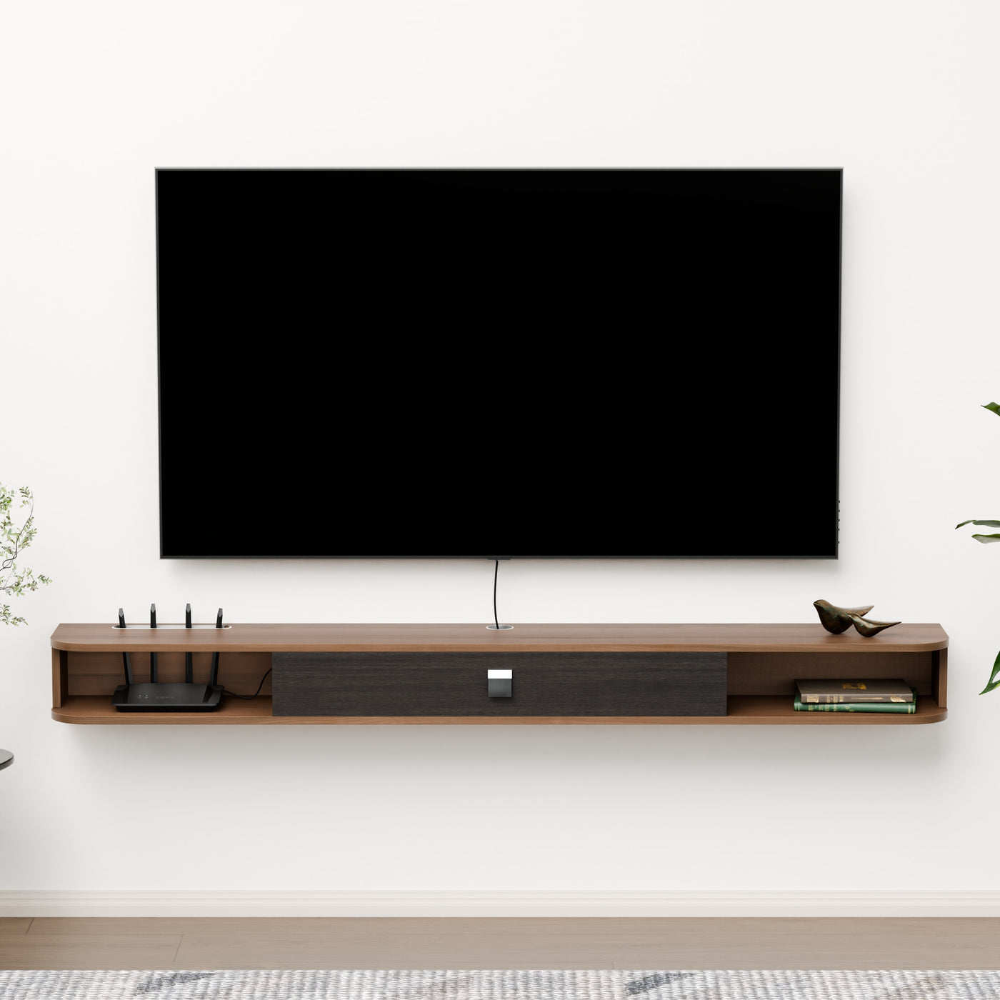Modern Floating TV Stand & Wall Shelf for 75" 80" TVs