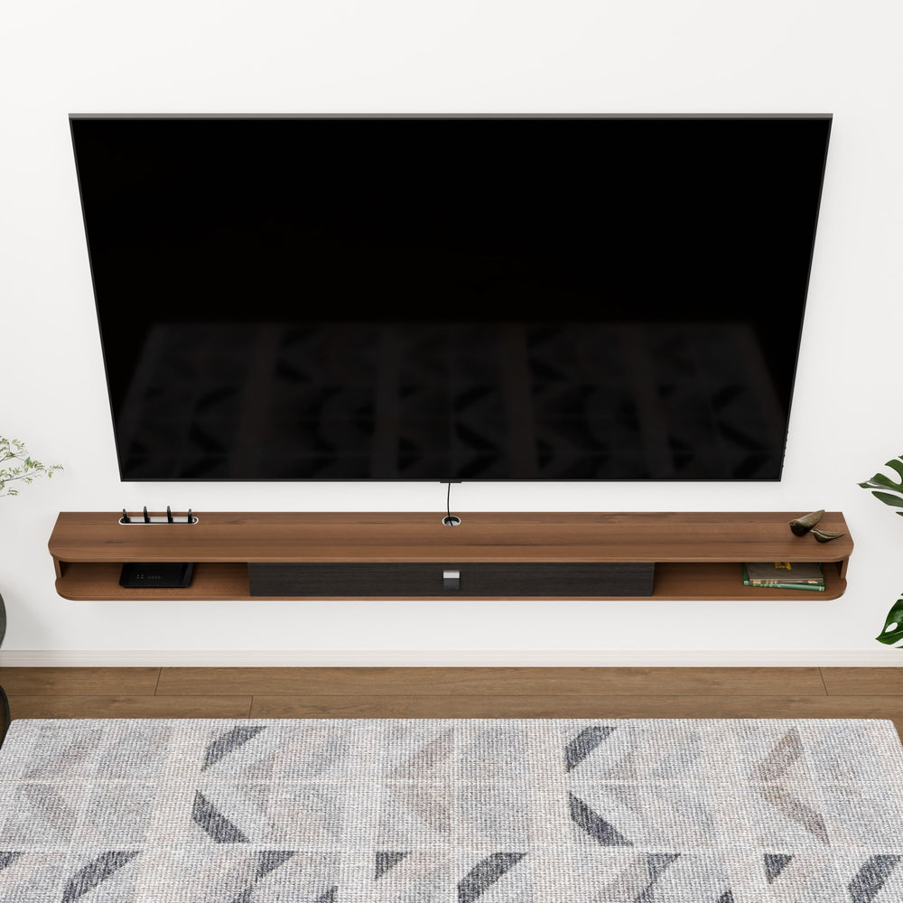 94.48" Eclan Walnut Floating TV Stand