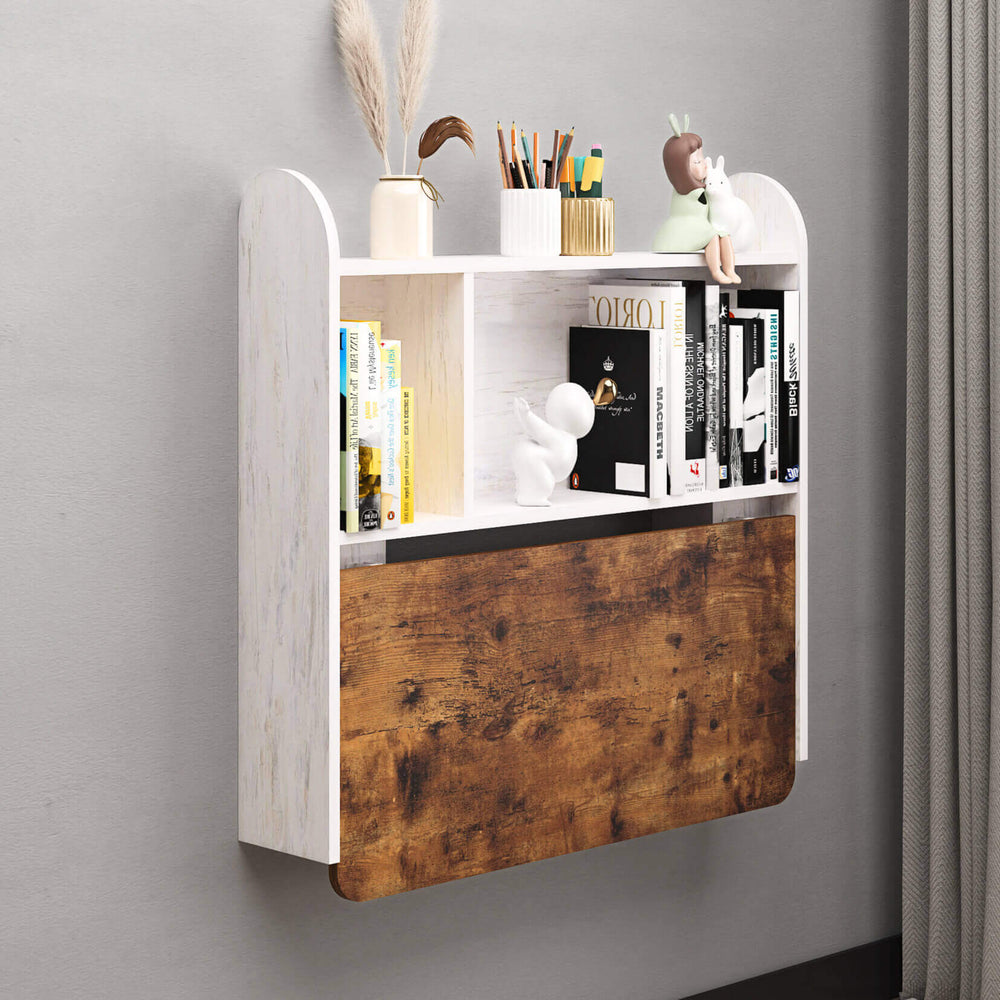 Plywood Wall Mounted Floating Folding Desks with Shelves & Drop Leaf ...