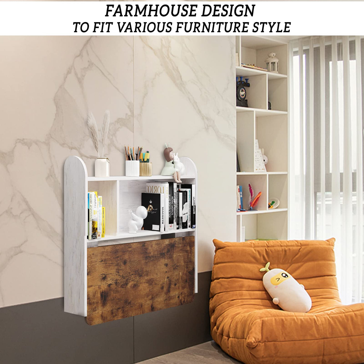 Plywood Wall Mounted Floating Folding Desks with Shelves & Drop Leaf ...