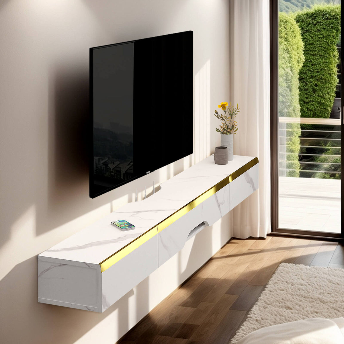 Modern Wood Floating TV stand Shelves, Wall Desks - Floativa Furniture