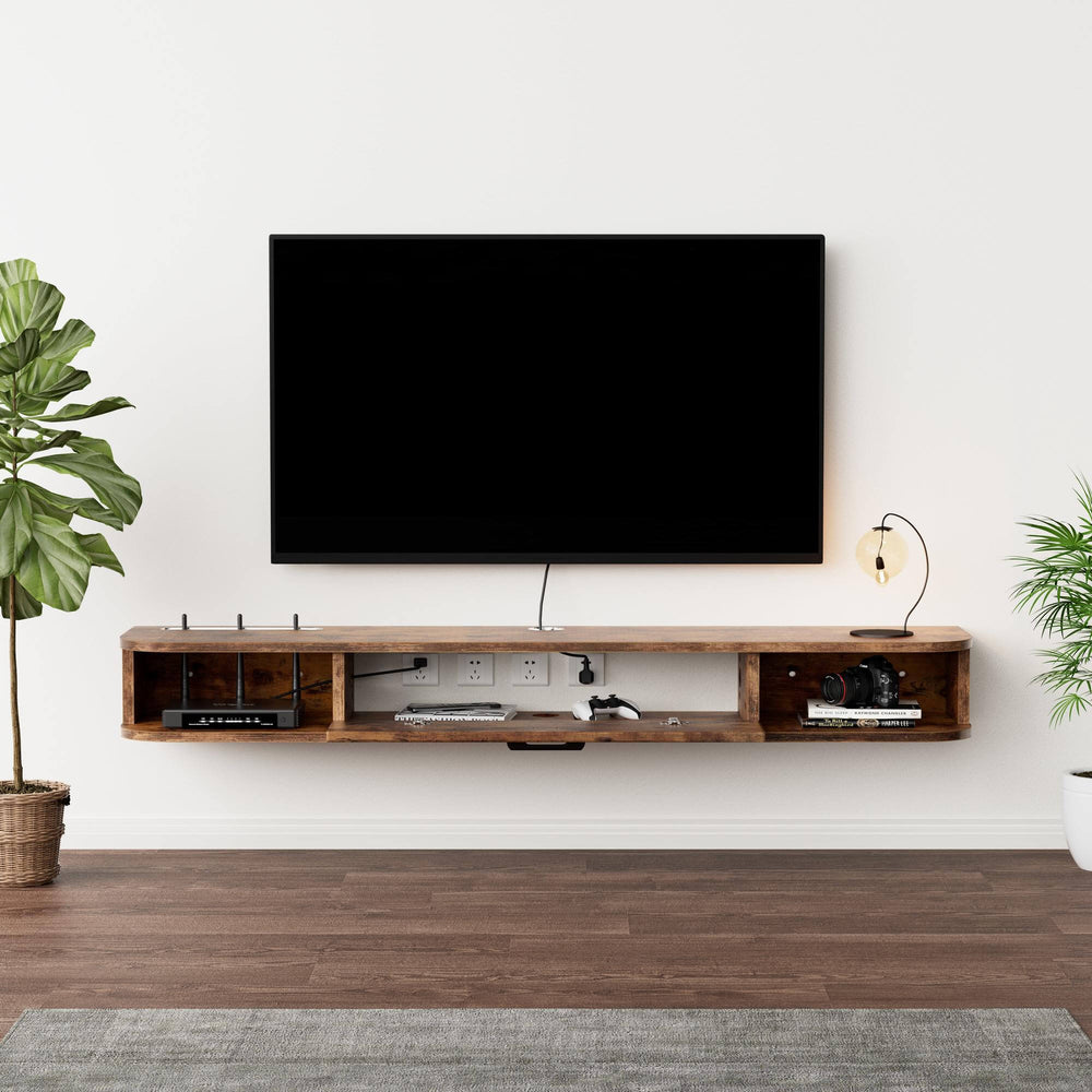 Narrow Plywood Floating TV stand Shelf Entertainment Unit for 55" 60"