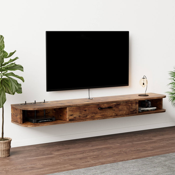 Plywood Narrow Floating TV stand Shelf for 65" 70", Entertainment Center