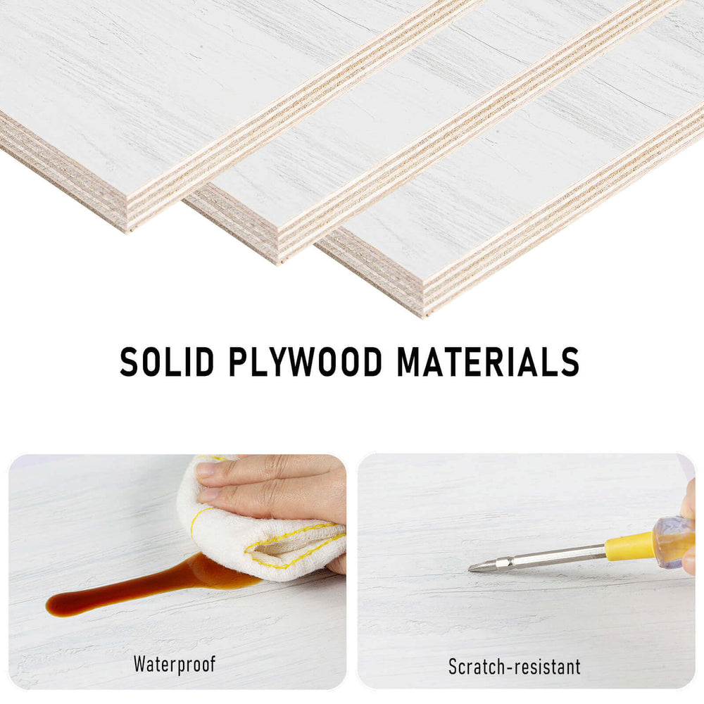 Rustic Plywood Modular Floating TV Stand with Above Shelves 70", 90" TVs